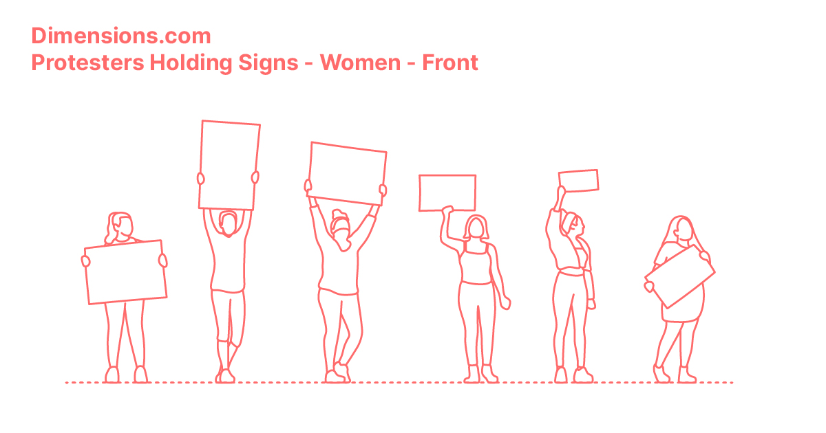 Protesters Holding Signs - Women - Front Dimensions & Drawings ...