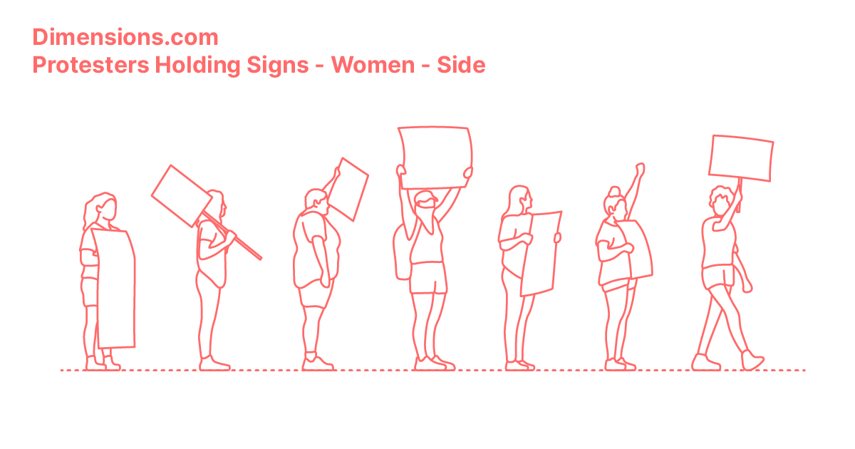 Protesters Holding Signs - Women - Side Dimensions & Drawings ...
