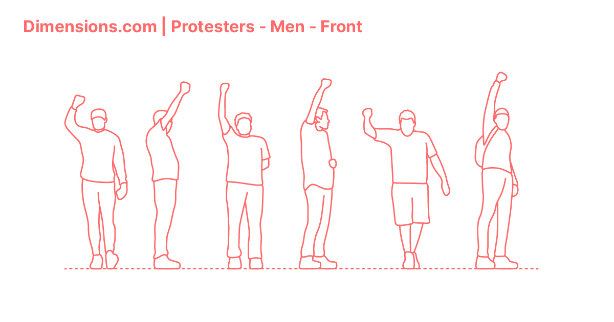 Protesters - Men - Front Dimensions & Drawings | Dimensions.com