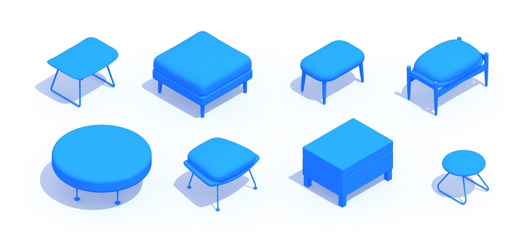 Ottomans & Footstools Dimensions & Drawings | Dimensions.com