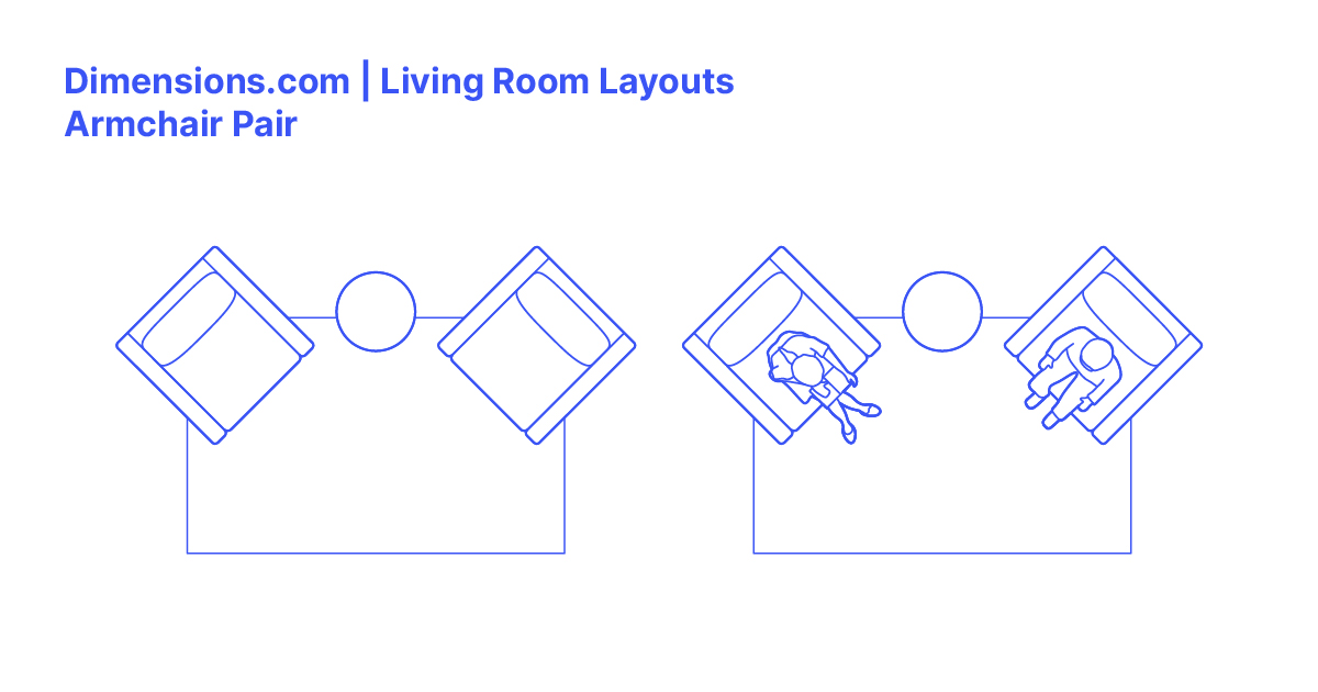 Living Room - Armchair Pair Dimensions & Drawings | Dimensions.com