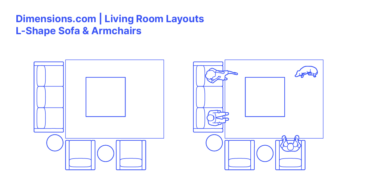 Living Room - L-Shape, Sofa & Armchairs Dimensions & Drawings ...