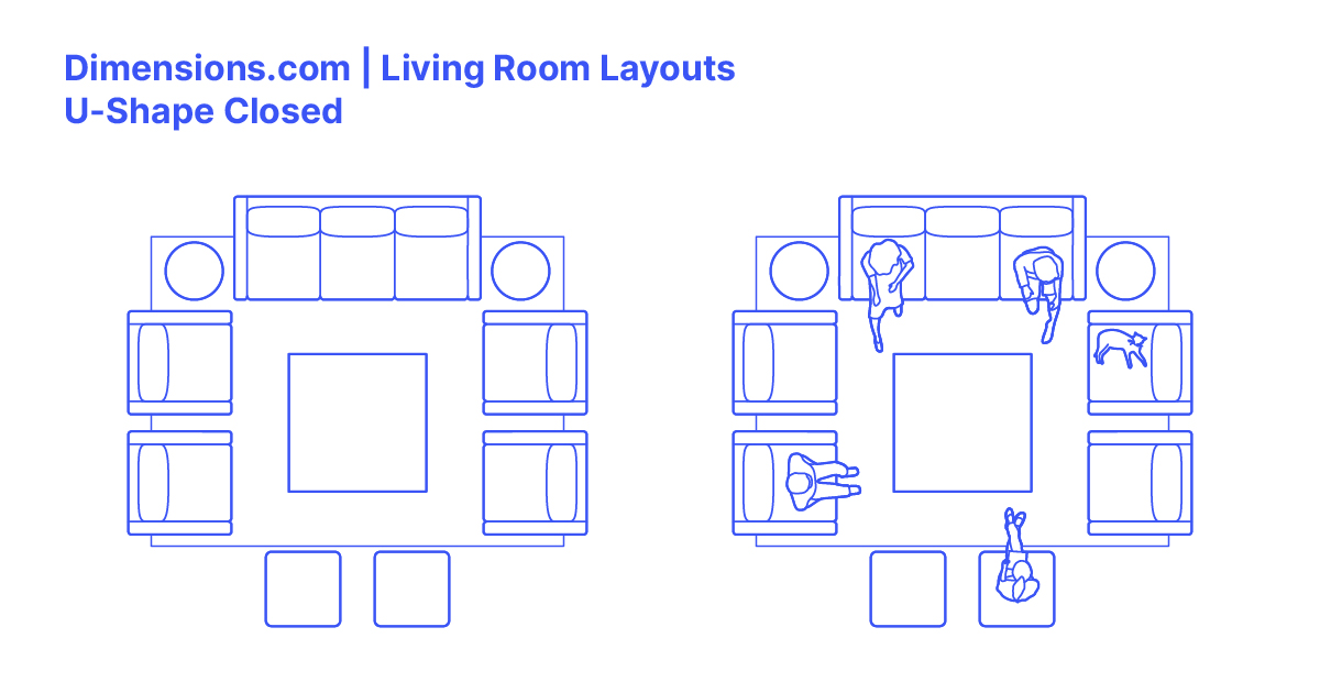Living Room - U-Shape, Closed Dimensions & Drawings | Dimensions.com