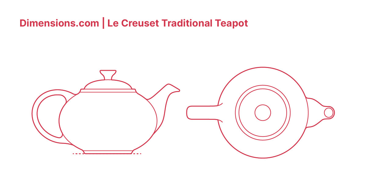 Le Creuset Traditional Teapot Dimensions & Drawings | Dimensions.com