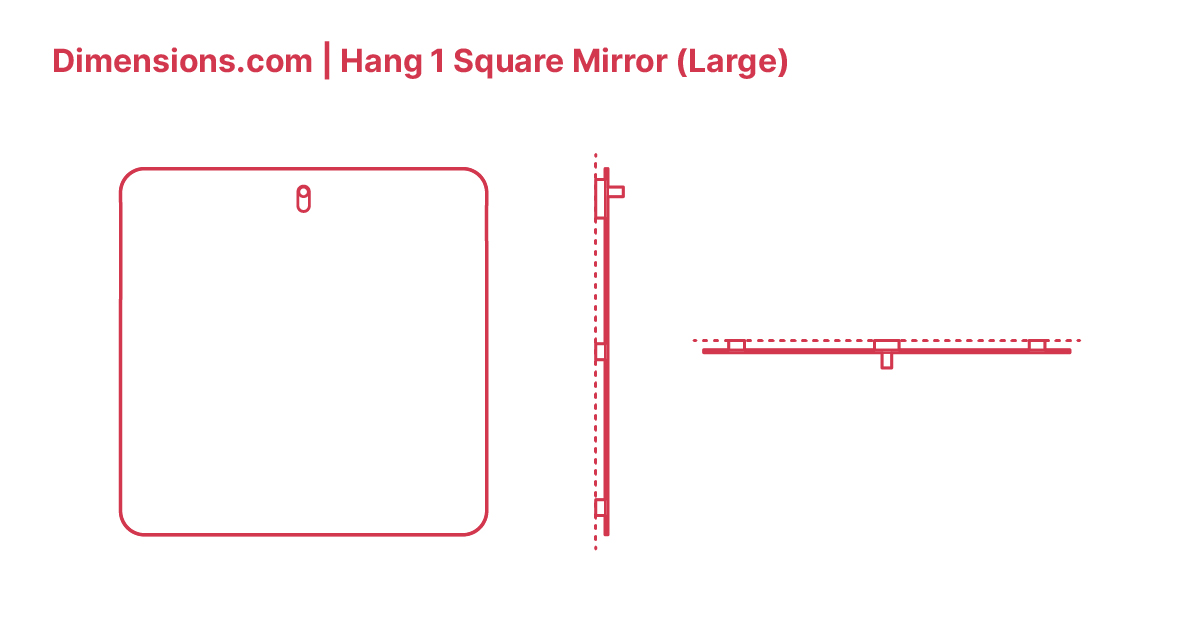 Hang 1 Square Mirror (Large) Dimensions & Drawings | Dimensions.com