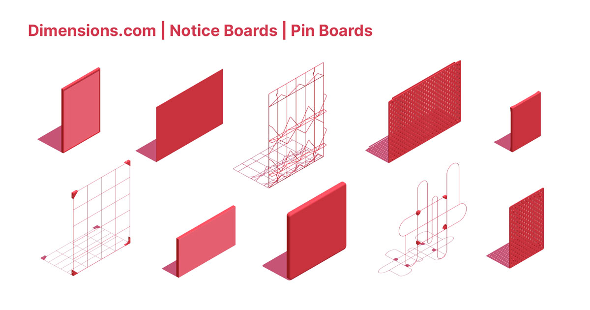 Notice Boards | Pin Boards Dimensions & Drawings | Dimensions.com
