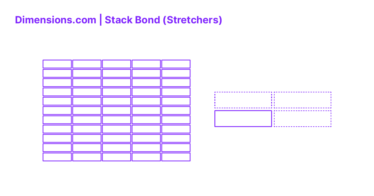Stack Bond - Stretchers Dimensions & Drawings | Dimensions.com