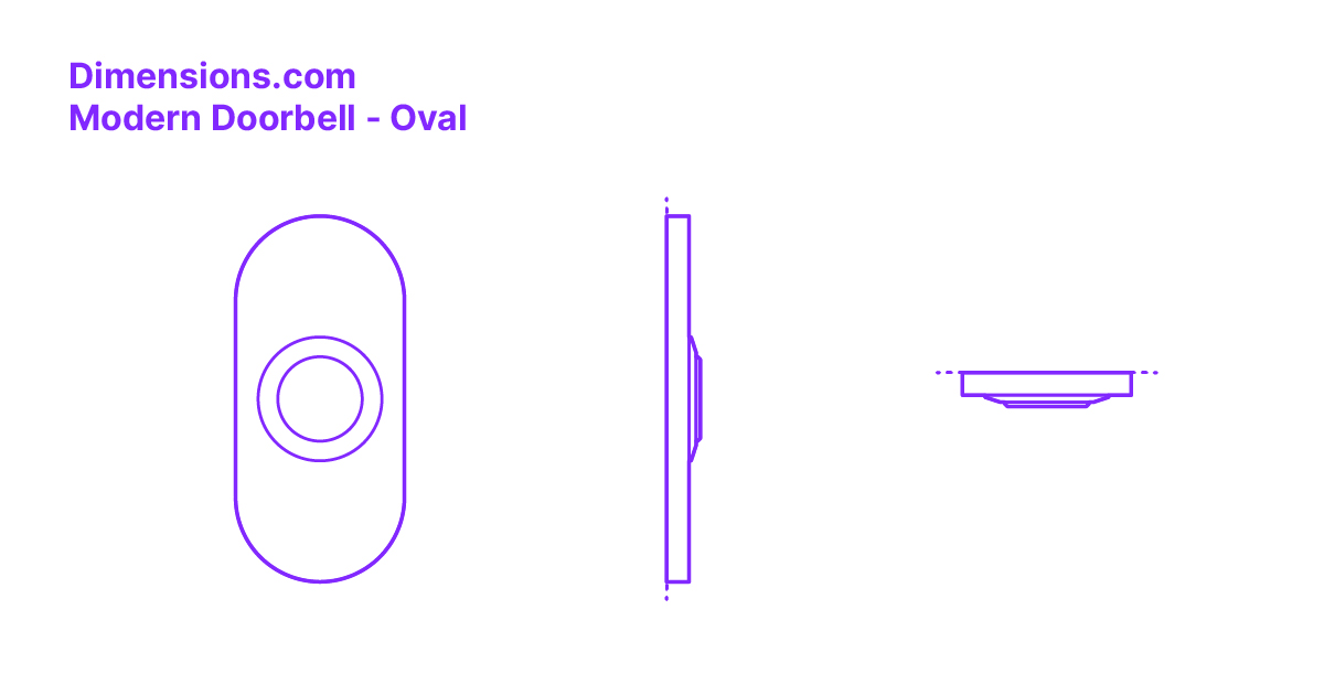 Modern Doorbell - Oval Dimensions & Drawings | Dimensions.com