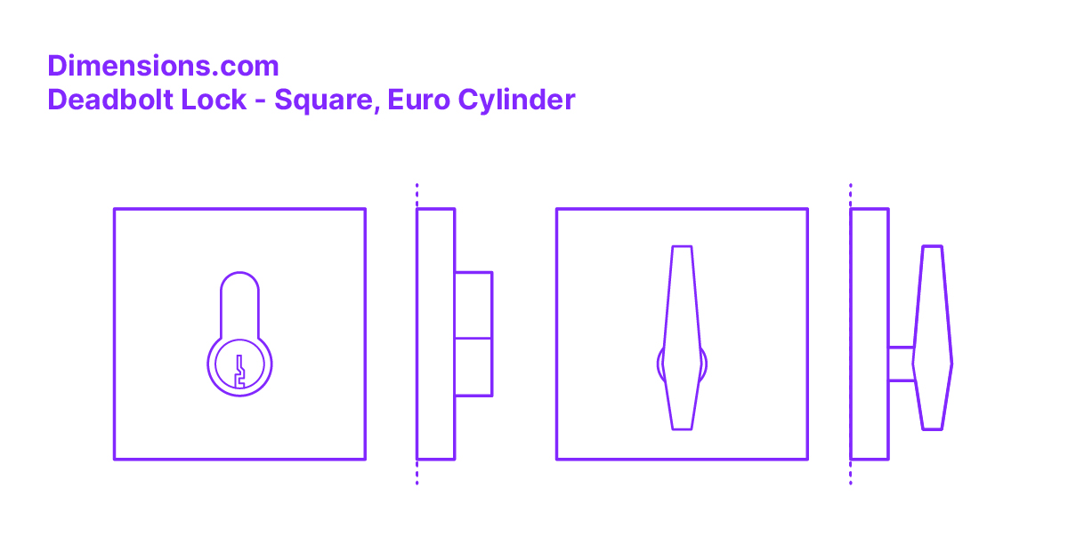 Deadbolt Lock - Square, Euro Cylinder Dimensions & Drawings ...