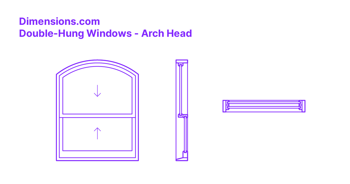 Double-Hung Windows - Arch Head Dimensions & Drawings | Dimensions.com