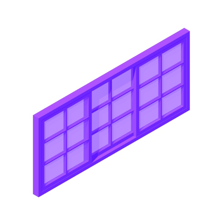 Sliding Window - 3 Panels, Clear Dimensions & Drawings | Dimensions.com