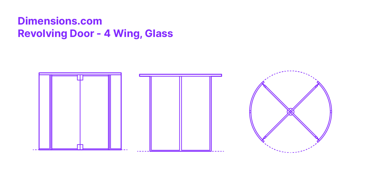 Revolving Door - 4 Wing, Glass Dimensions & Drawings | Dimensions.com