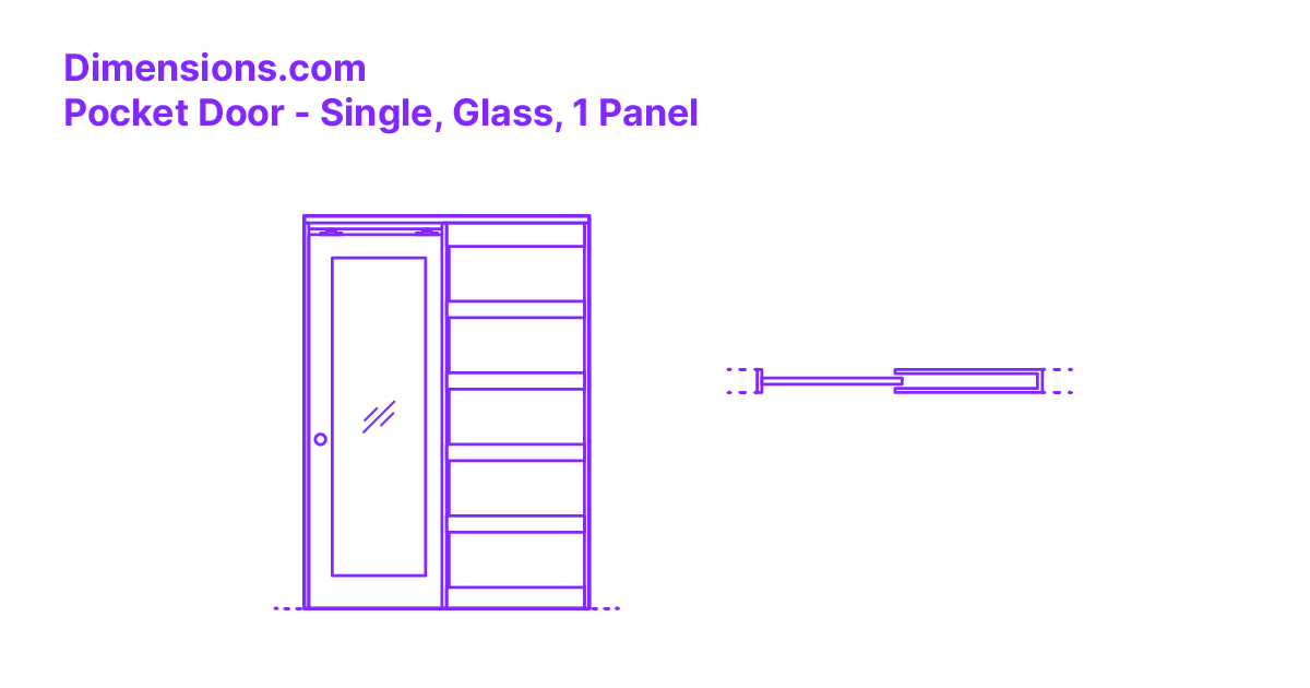 Pocket Door - Single, Glass, 1 Panel Dimensions & Drawings | Dimensions.com