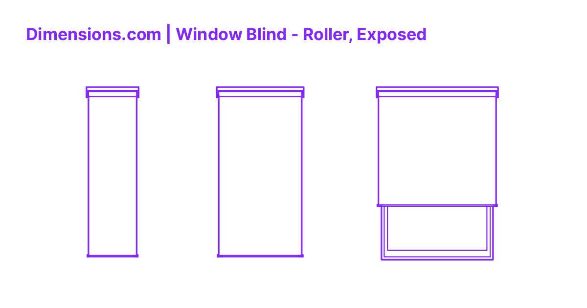 Window Blind - Roller, Exposed Rail Dimensions & Drawings | Dimensions.com