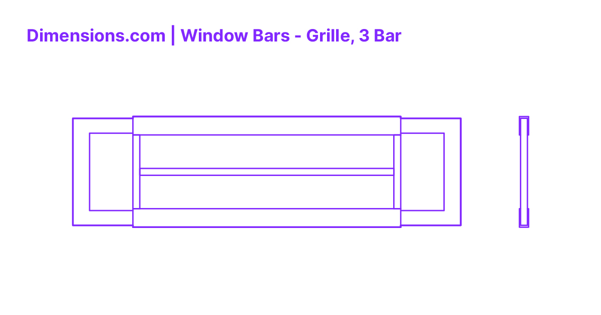 Window Bars - Grille, 3 Bar Dimensions & Drawings | Dimensions.com