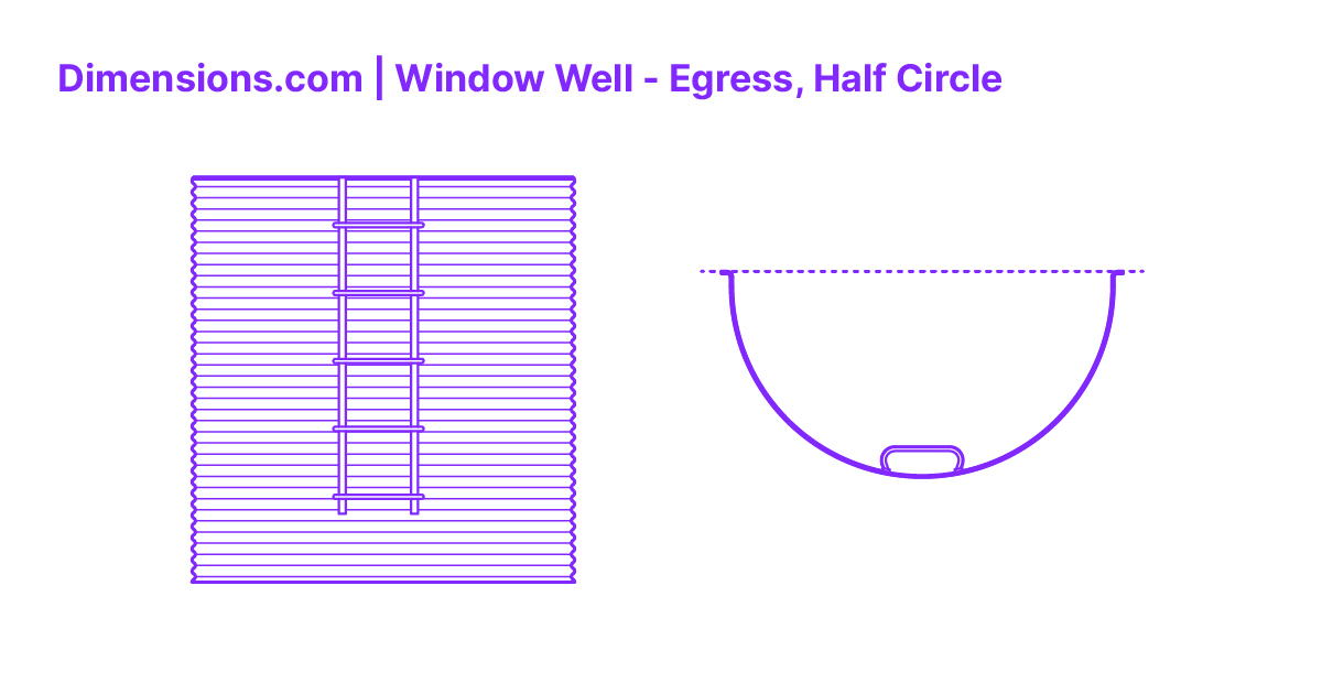 Window Well - Egress, Half Circle Dimensions & Drawings | Dimensions.com