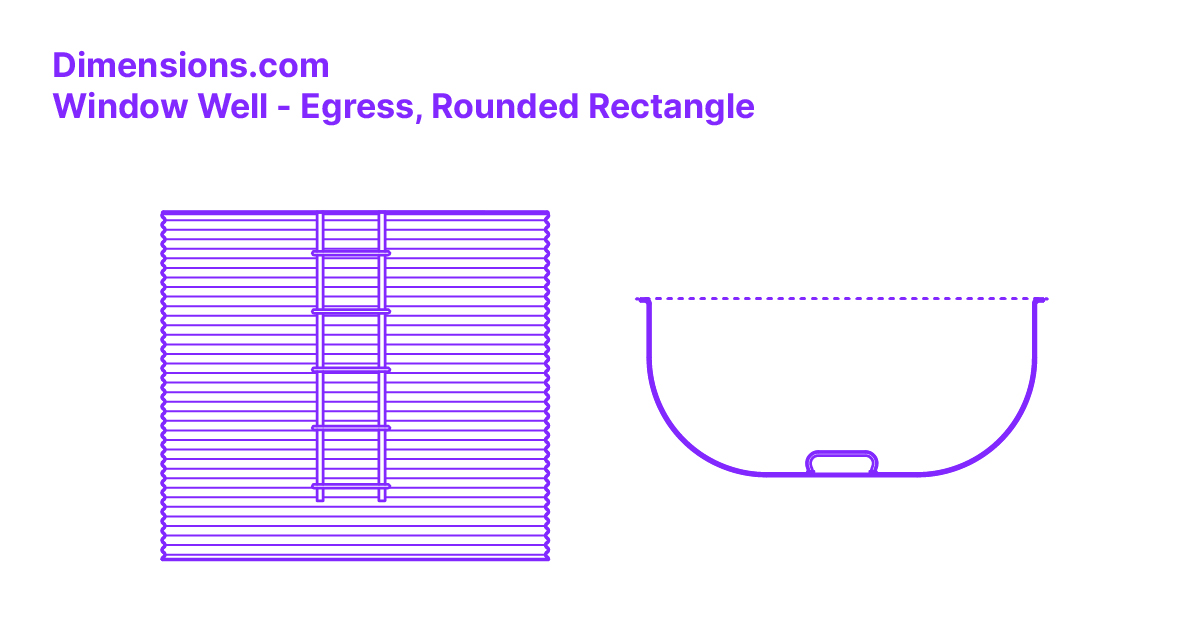 Window Well - Egress, Rounded Rectangle Dimensions & Drawings | Dimensions.com