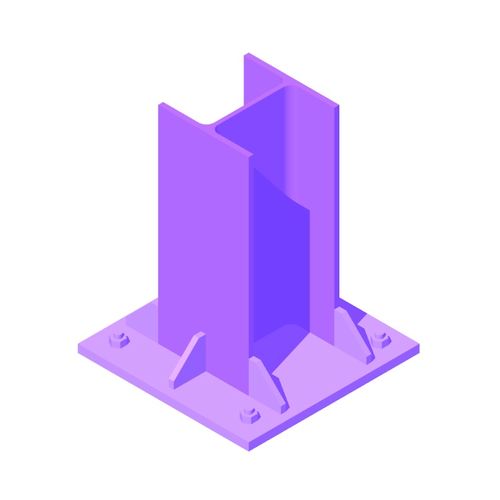 Steel Connection - Base Plate, Outer Bolts Dimensions & Drawings ...