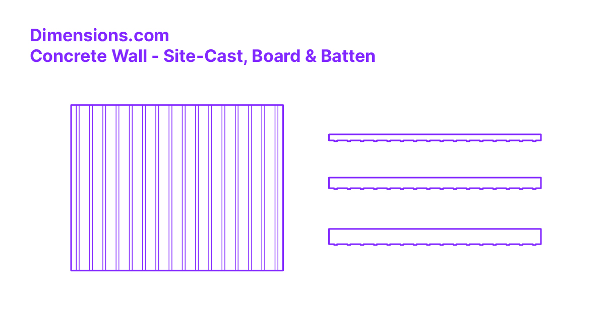 Concrete Wall - Site-Cast, Board & Batten Dimensions & Drawings ...