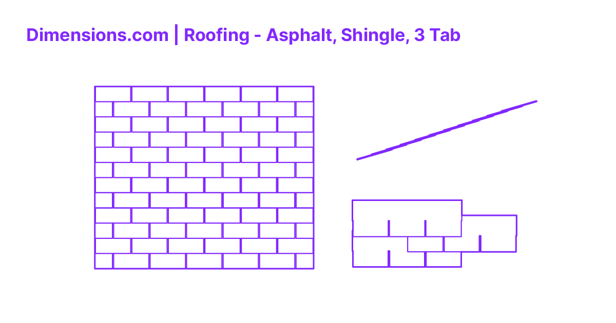 Roofing - Asphalt, Shingle, 3 Tab Dimensions & Drawings | Dimensions.com