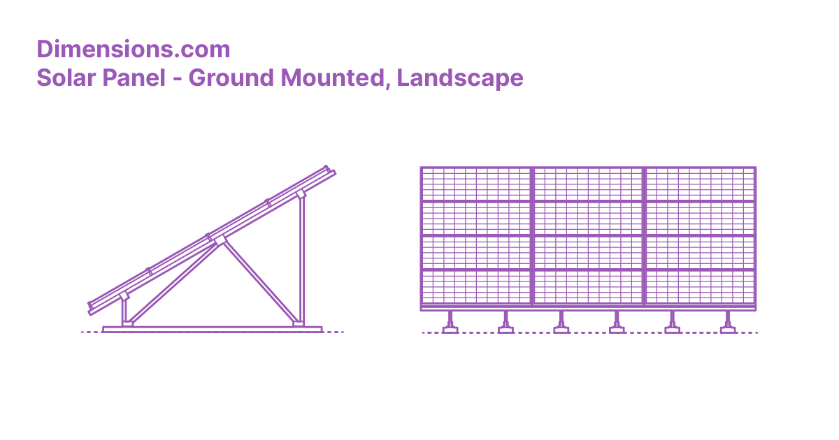 Solar Panel - Ground Mounted, Landscape Dimensions & Drawings ...