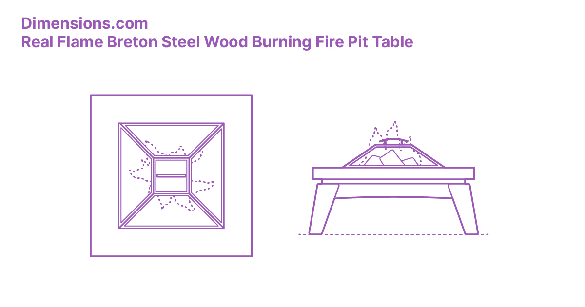 Real Flame Breton Steel Wood Burning Fire Pit Table Dimensions ...