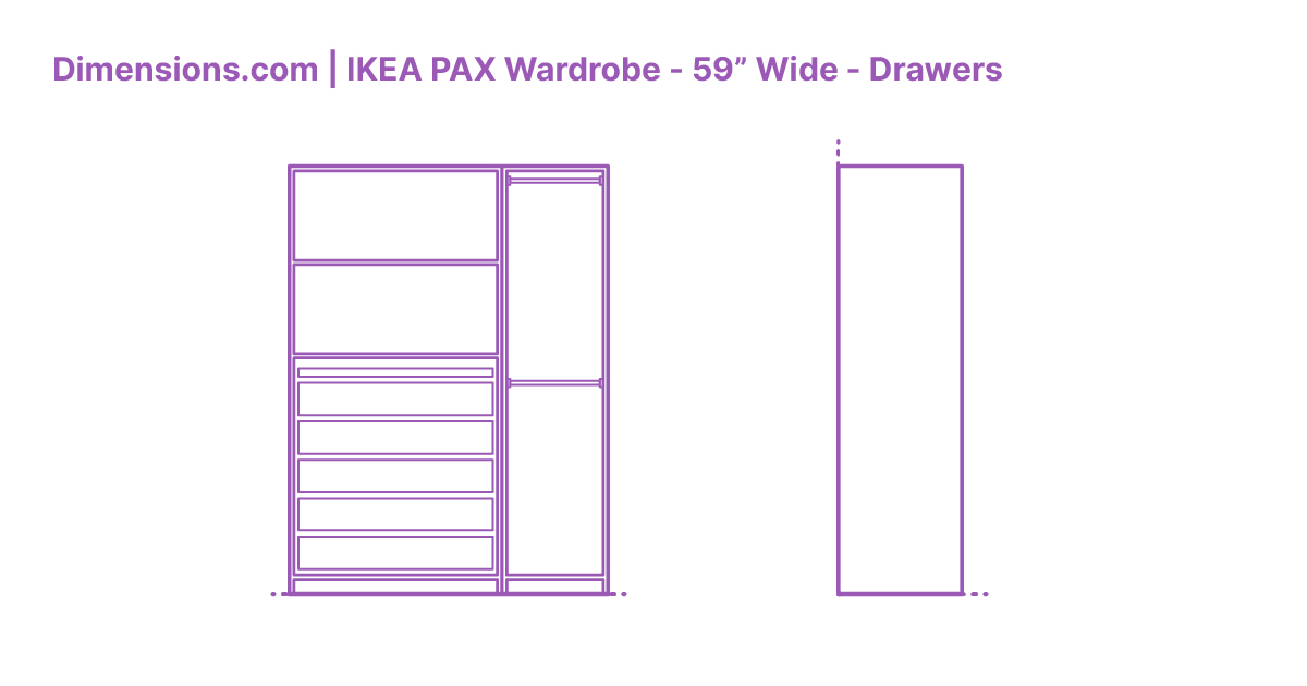 IKEA PAX Wardrobe 59” Wide Drawers Dimensions Drawings, 54% OFF