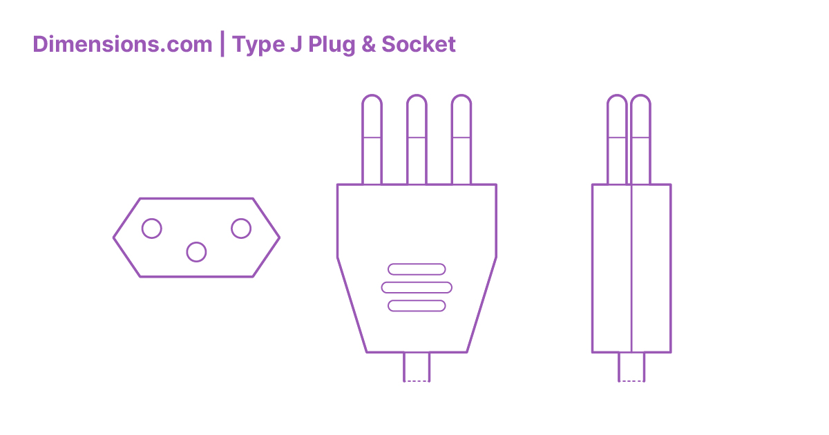 Type J Plug & Socket Dimensions & Drawings | Dimensions.com
