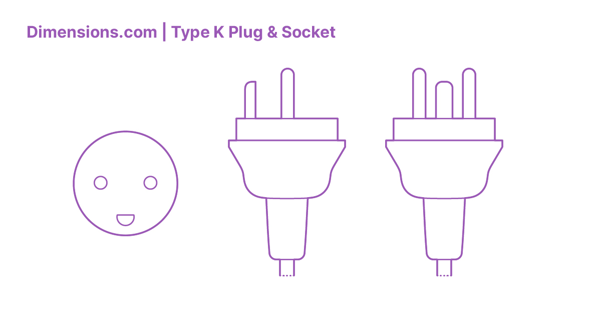 Type K Plug & Socket Dimensions & Drawings | Dimensions.com