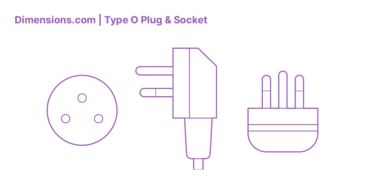 Type O Plug & Socket Dimensions & Drawings | Dimensions.com