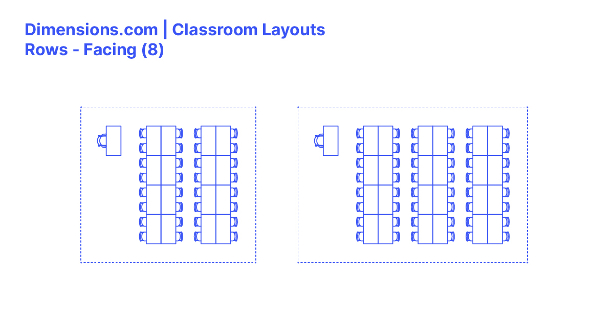 Classroom - Rows - Facing (8) Dimensions & Drawings | Dimensions.com