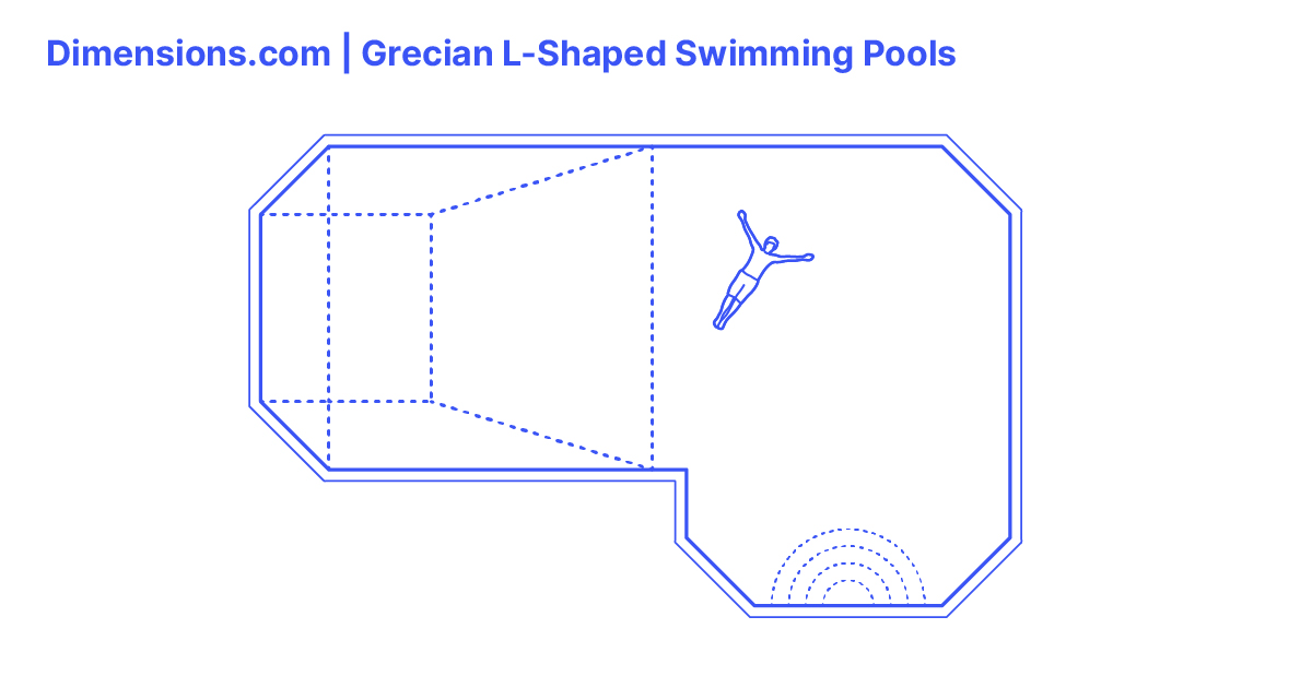 Swimming Pool - Grecian, L-Shape Dimensions & Drawings | Dimensions.com