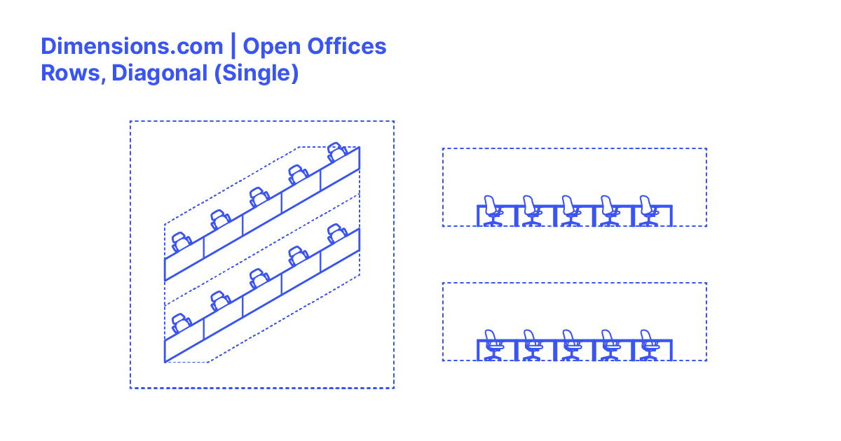 Open Office - Rows, Diagonal (Single) Dimensions & Drawings ...