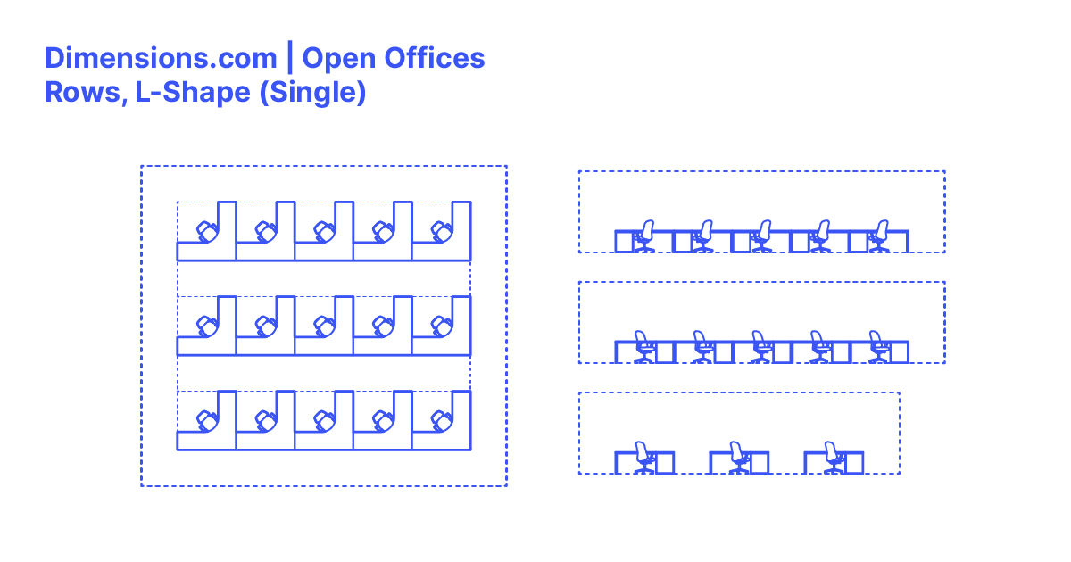 Open Office - Rows, L-Shape (Single) Dimensions & Drawings | Dimensions.com