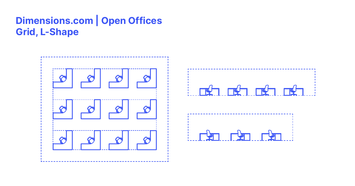 Open Office - Grid, L-Shape Dimensions & Drawings | Dimensions.com