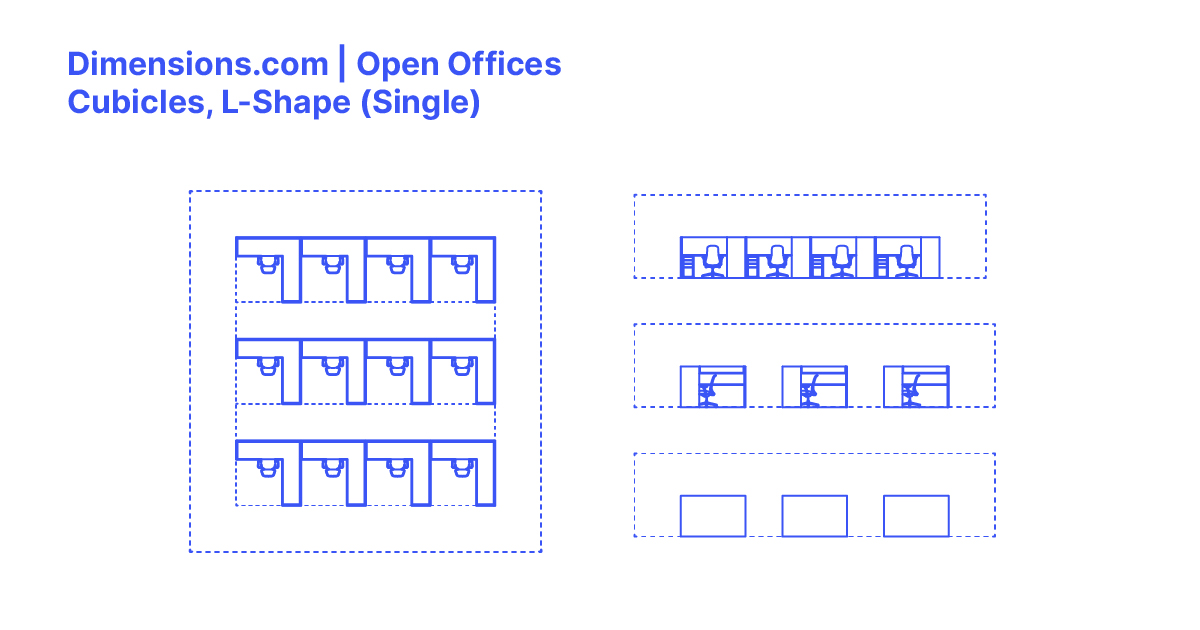 Open Office - Cubicles, L-Shape (Single) Dimensions & Drawings ...