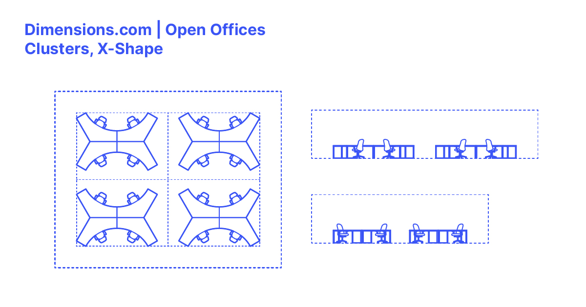 Open Office - Clusters, X-Shape Dimensions & Drawings | Dimensions.com