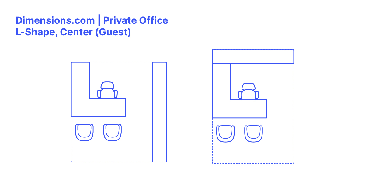 Private Office - L-Shape, Center (Guest) Dimensions & Drawings ...
