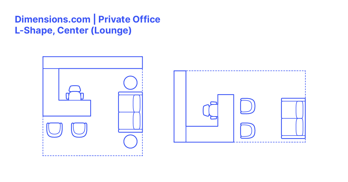 Private Office - L-Shape, Center (Lounge) Dimensions & Drawings ...