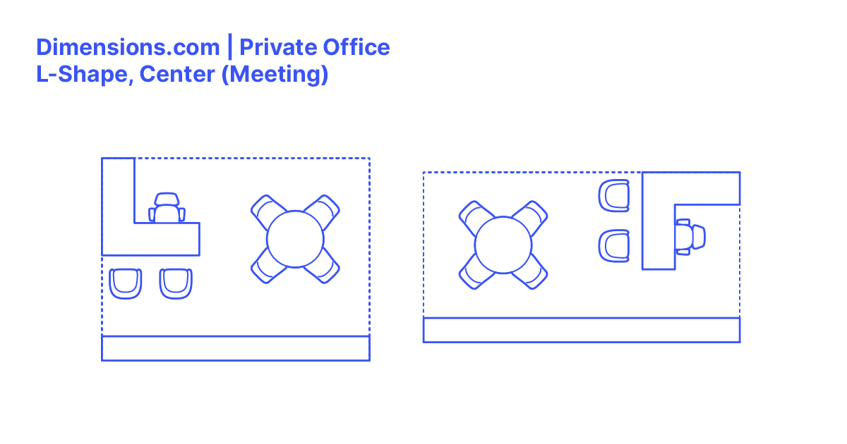 Private Office - L-Shape, Center (Meeting) Dimensions & Drawings ...