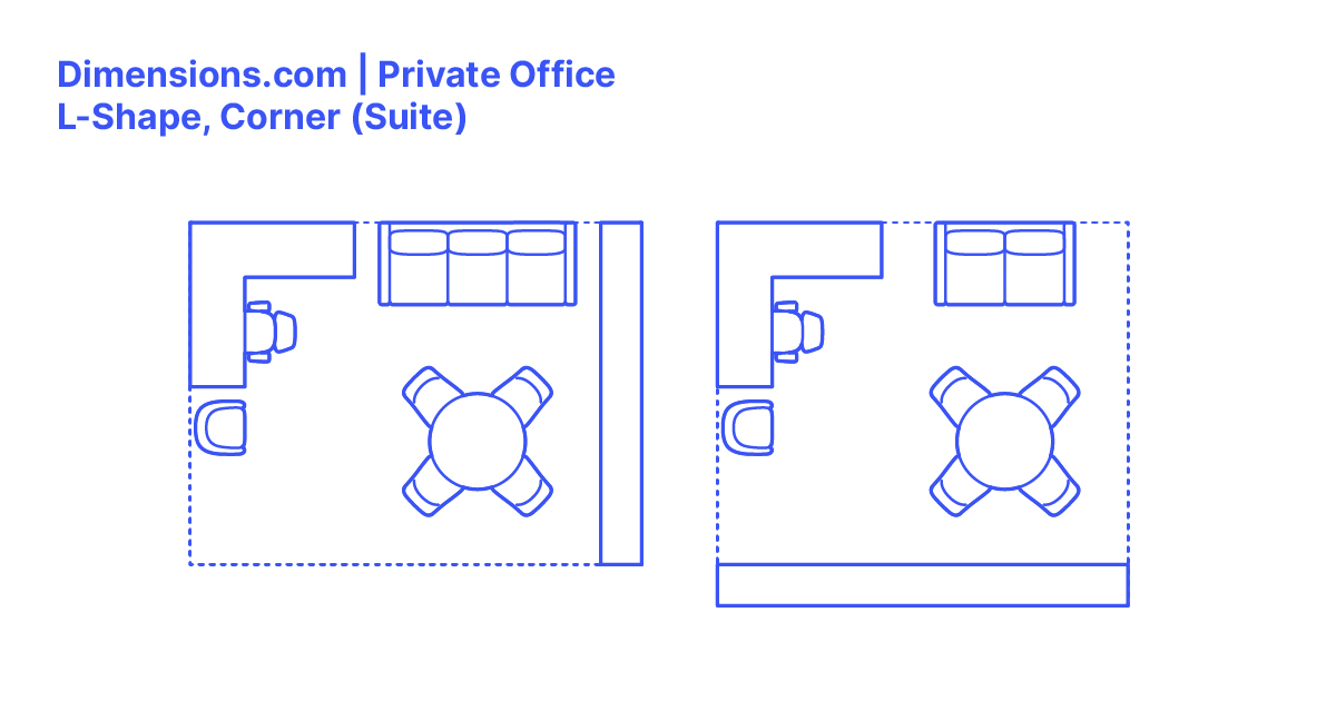 Private Office - L-Shape, Corner (Suite) Dimensions & Drawings ...