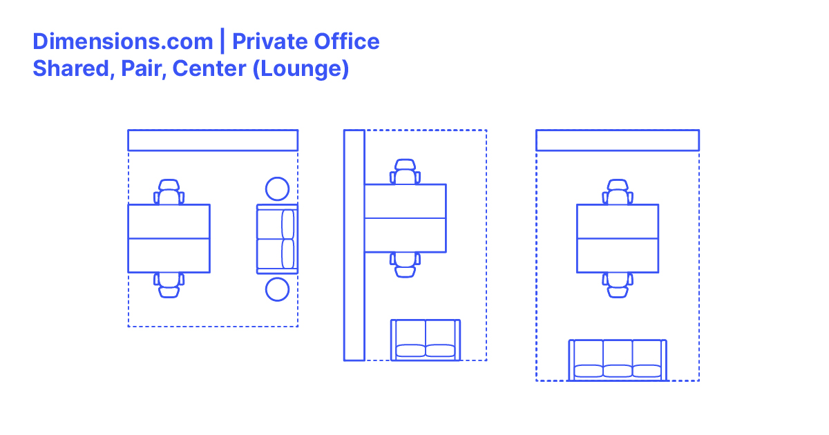 Private Office - Shared, Pair, Center (Lounge) Dimensions & Drawings ...