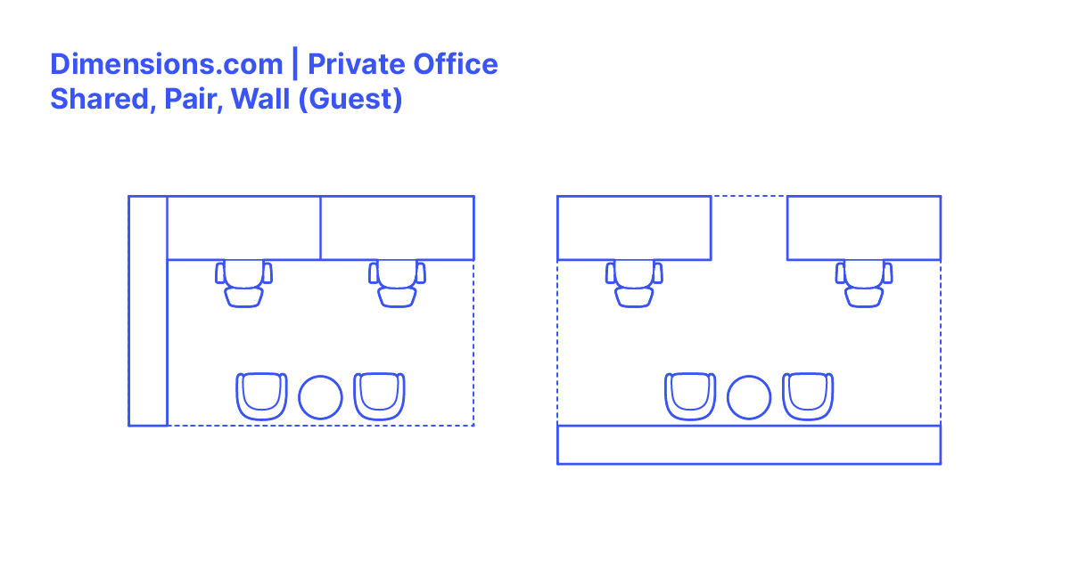 Private Office - Shared, Pair, Wall (Guest) Dimensions & Drawings ...