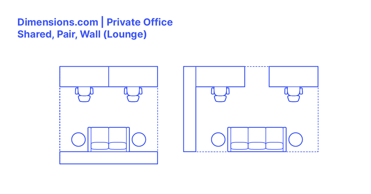 Private Office - Shared, Pair, Wall (Lounge) Dimensions & Drawings ...
