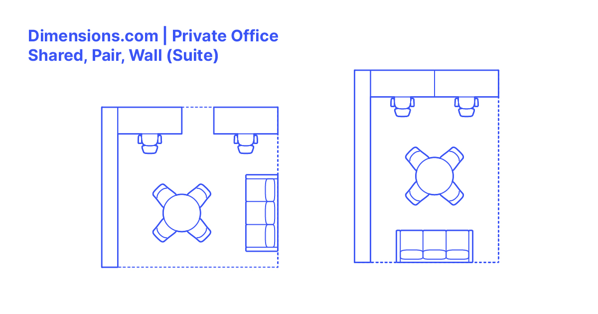 Private Office - Shared, Pair, Wall (Suite) Dimensions & Drawings ...