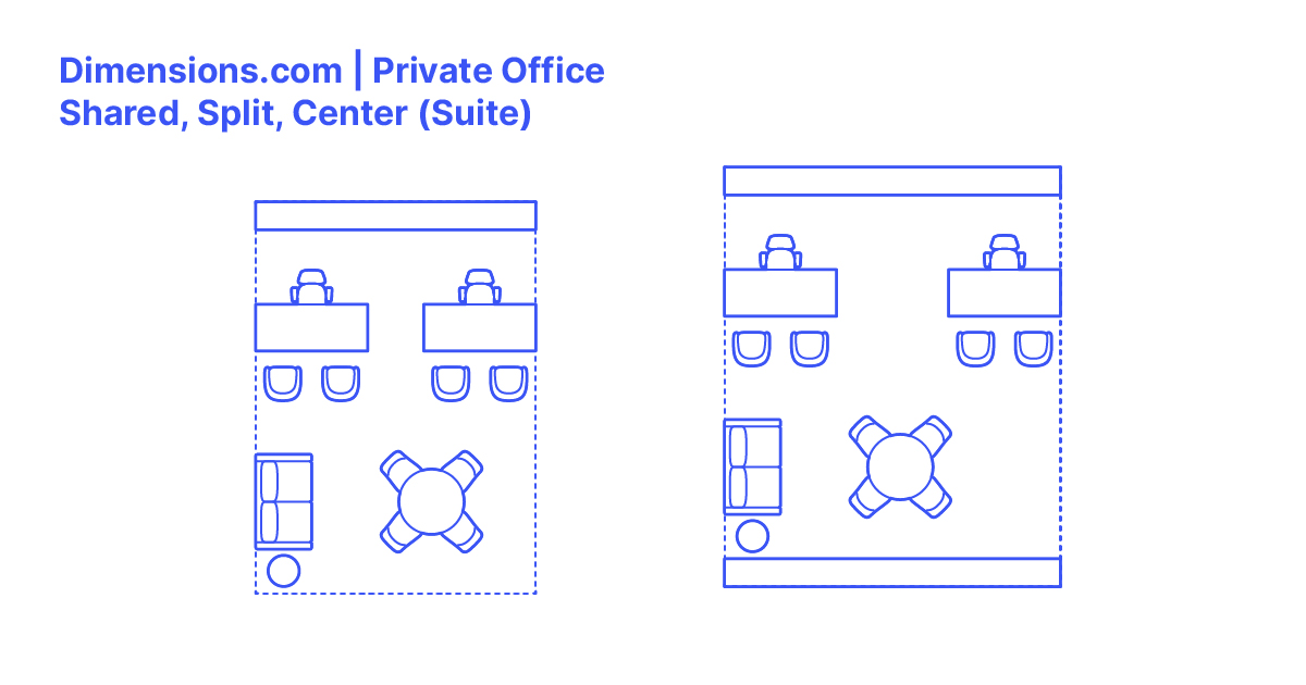 Private Office - Shared, Split, Center (Suite) Dimensions & Drawings ...