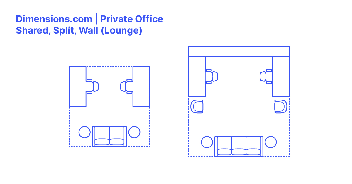 Private Office - Shared, Split, Wall (Lounge) Dimensions & Drawings ...