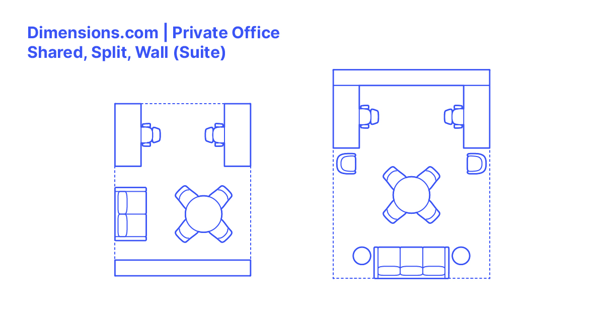 Private Office - Shared, Split, Wall (Suite) Dimensions & Drawings ...