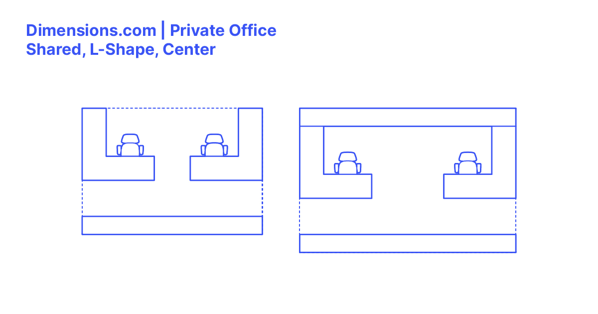 Private Office - Shared, L-Shape, Center Dimensions & Drawings ...