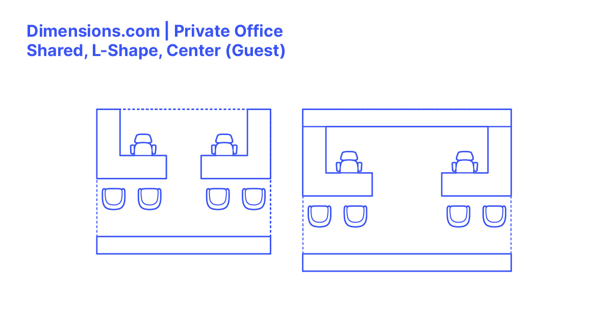 Private Office - Shared, L-Shape, Center (Guest) Dimensions & Drawings ...